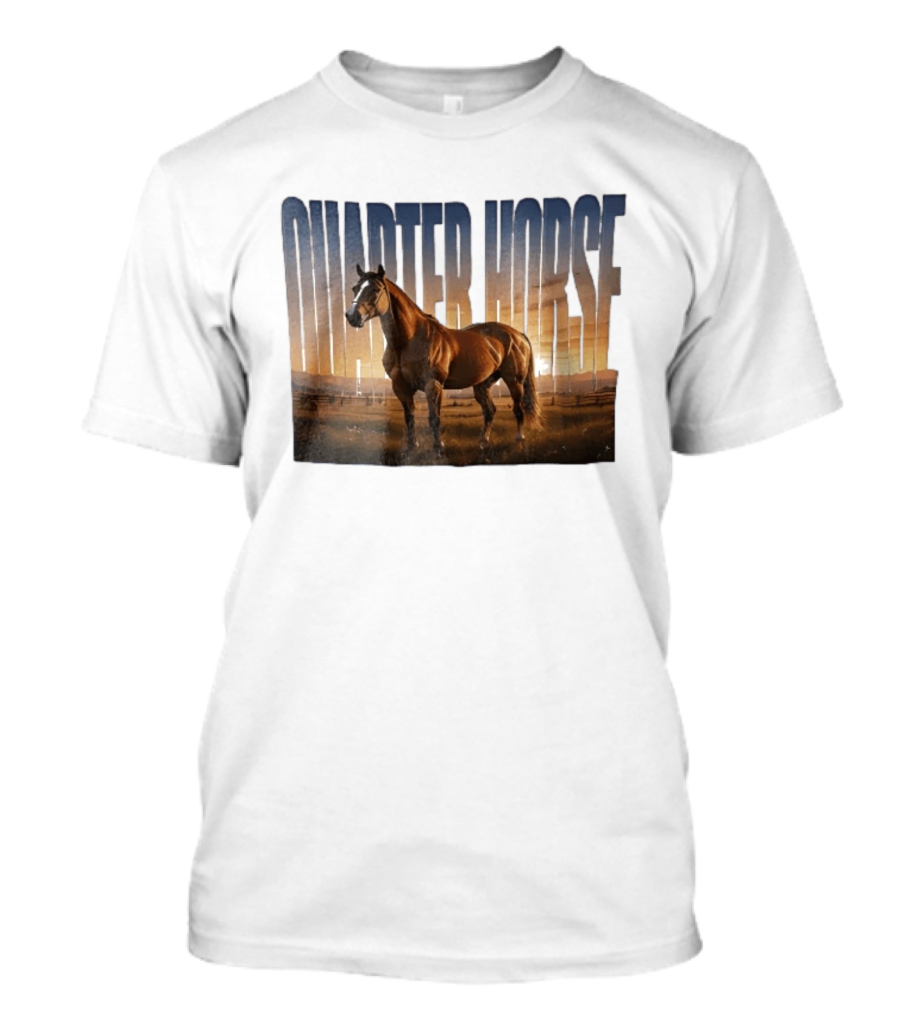 Quarter Horse Muscular Brown Stallion Sunset Landscape T-Shirt