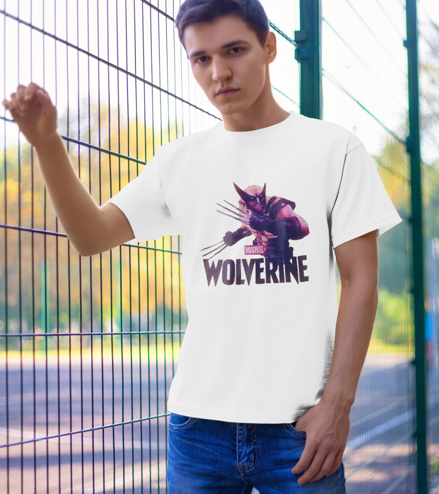 Marvel Wolverine Masked Superhero Claws Extended Purple Glow T-Shirt