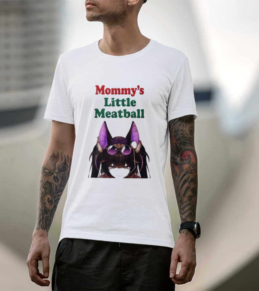 Mommy's Little Meatball Bat Vtuber Black Wings Purple Ears Playful T-Shirt