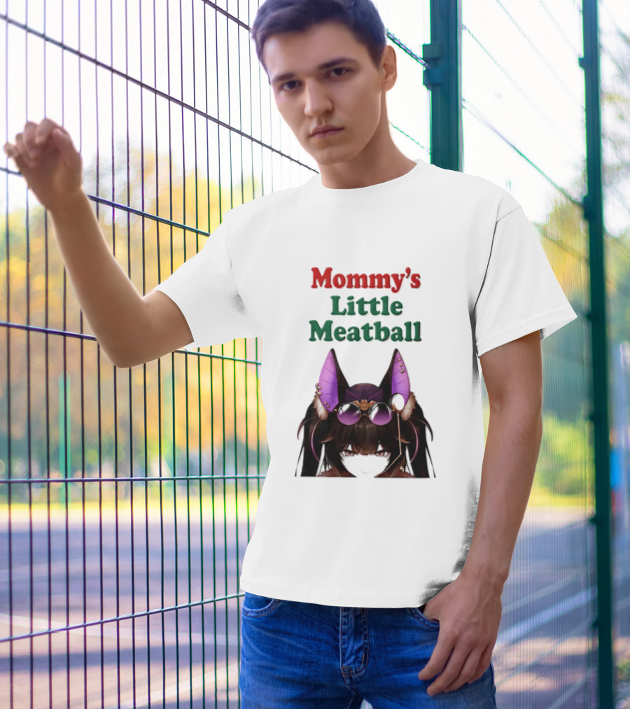 Mommy's Little Meatball Bat Vtuber Black Wings Purple Ears Playful T-Shirt