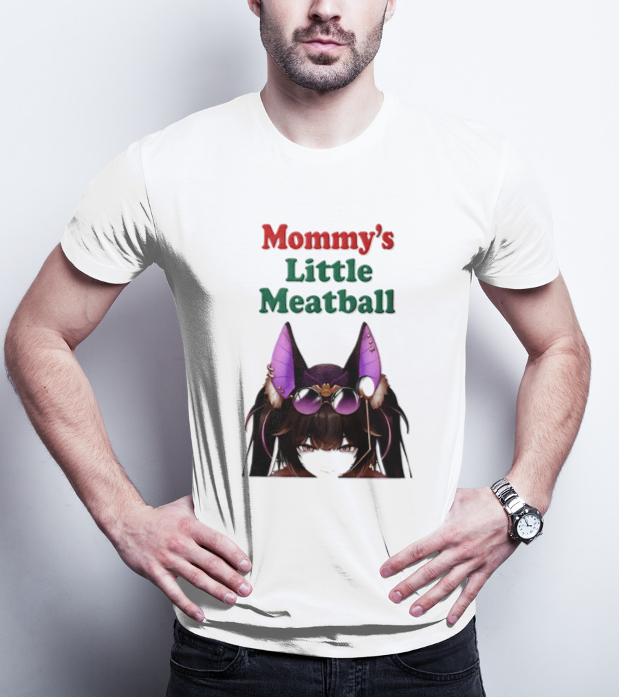 Mommy's Little Meatball Bat Vtuber Black Wings Purple Ears Playful T-Shirt