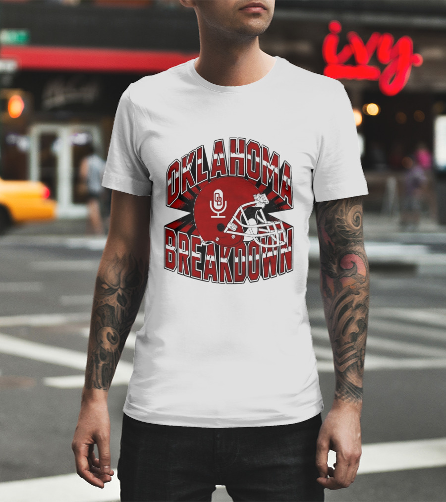 Oklahoma Breakdown Football Helmet OB Podcast T-Shirt