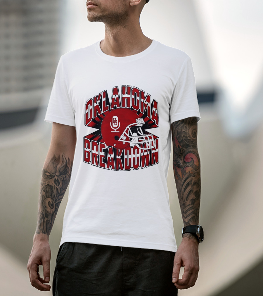 Oklahoma Breakdown Football Helmet OB Podcast T-Shirt