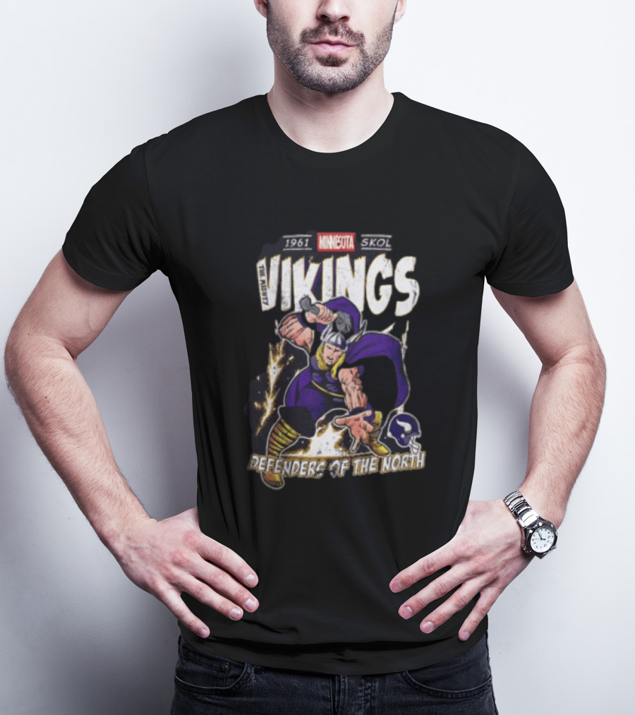 1961 Minnesota Vikings Skol The Mighty Vikings Defenders Of The North T-Shirt