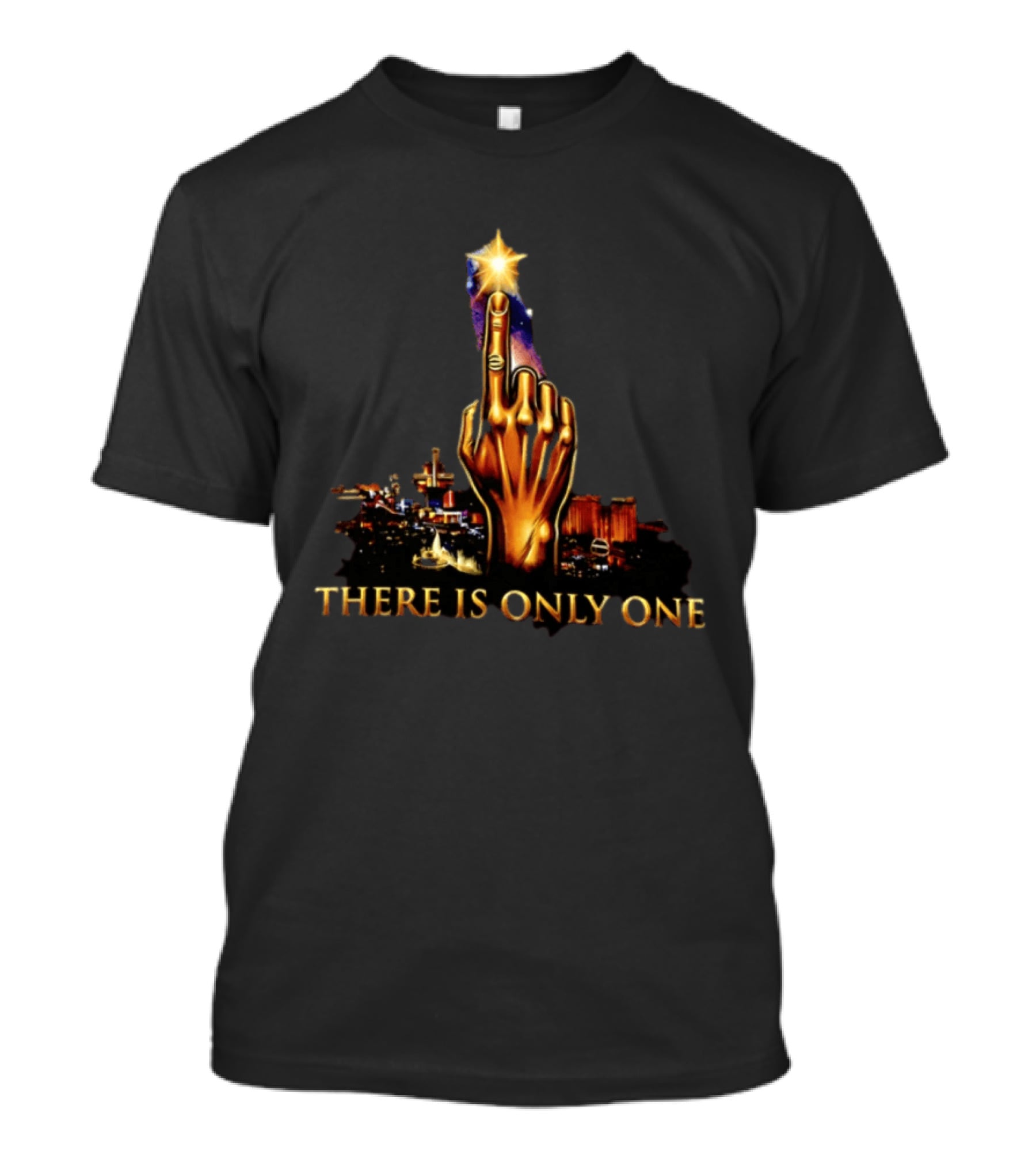 There Is Only One Golden Hand Gesture Cityscape Starry Night T-Shirt