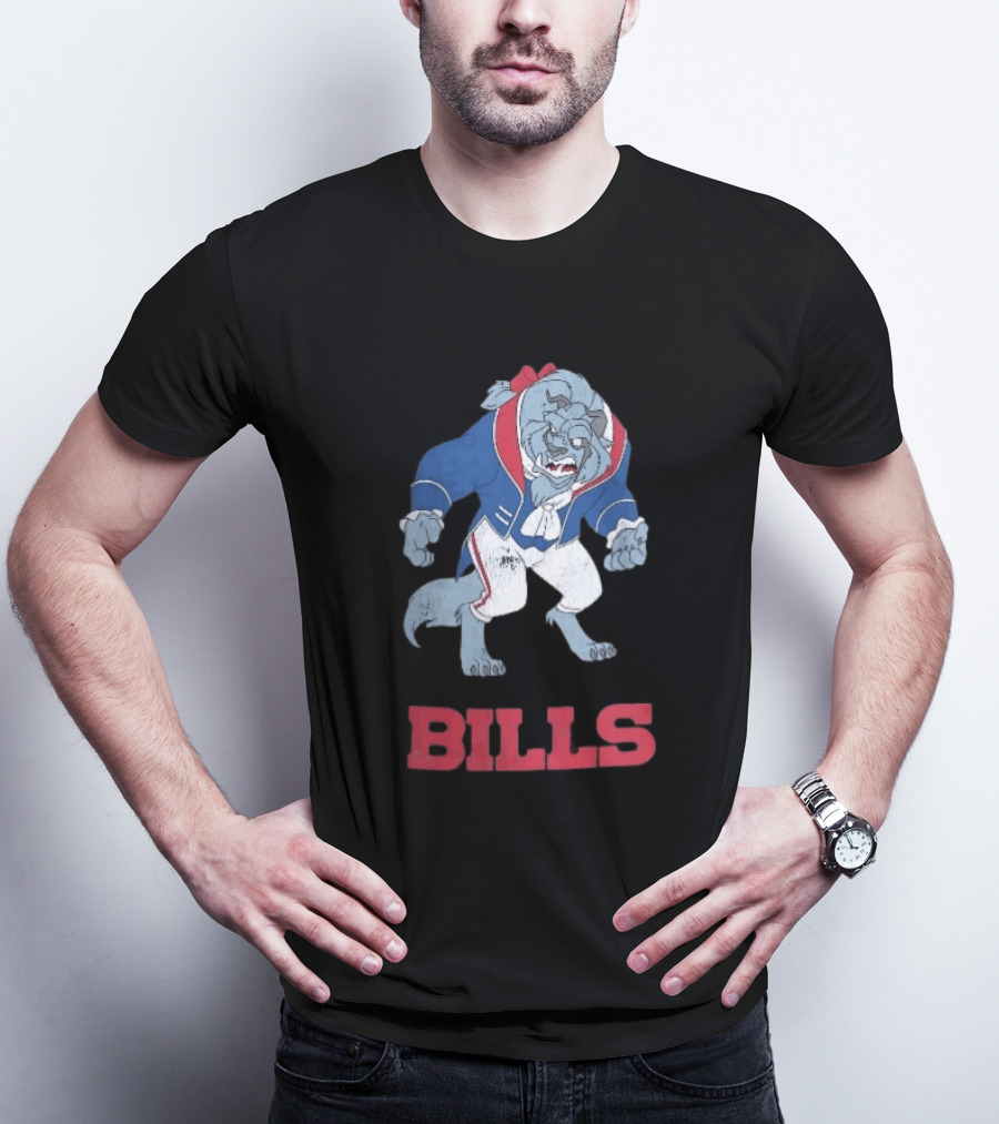 Buffalo Bills Distressed Cartoon Beast Snarling BILLS T-Shirt