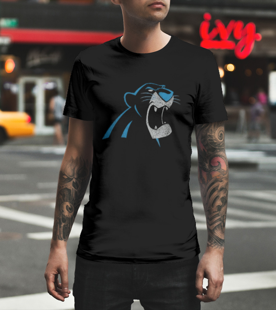 Carolina Panthers Distressed Snarling Panther NFL Team Spirit T-Shirt