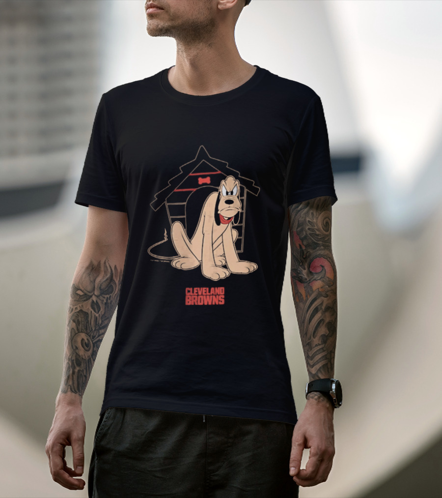 Cleveland Browns Angry Pluto Disney Cartoon Dog Doghouse T-Shirt