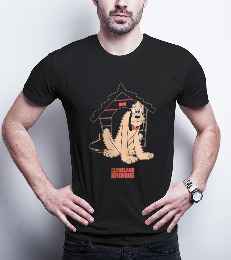 Cleveland Browns Angry Pluto Disney Cartoon Dog Doghouse T-Shirt