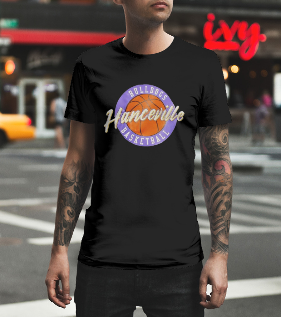 Hanceville Bulldogs Basketball Purple Circle Orange Ball T-Shirt
