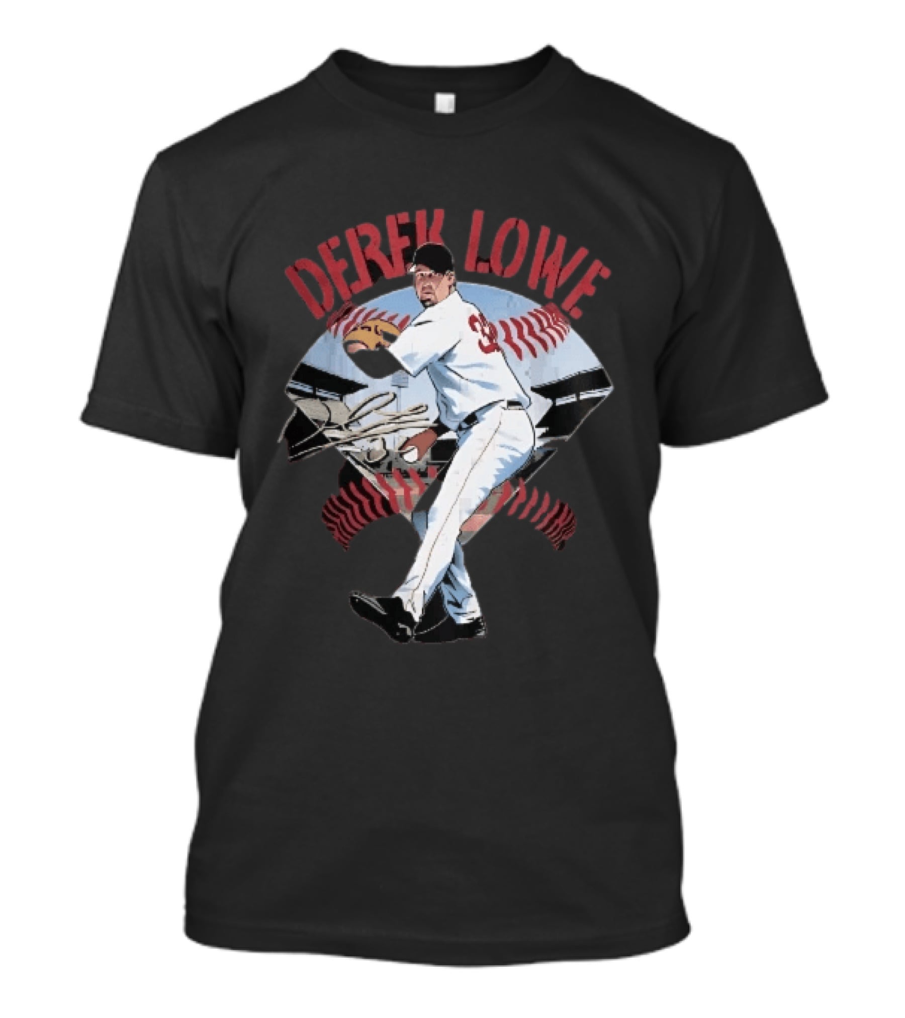 Derek Lowe Number 32 Pitcher Vintage Baseball Action T-Shirt