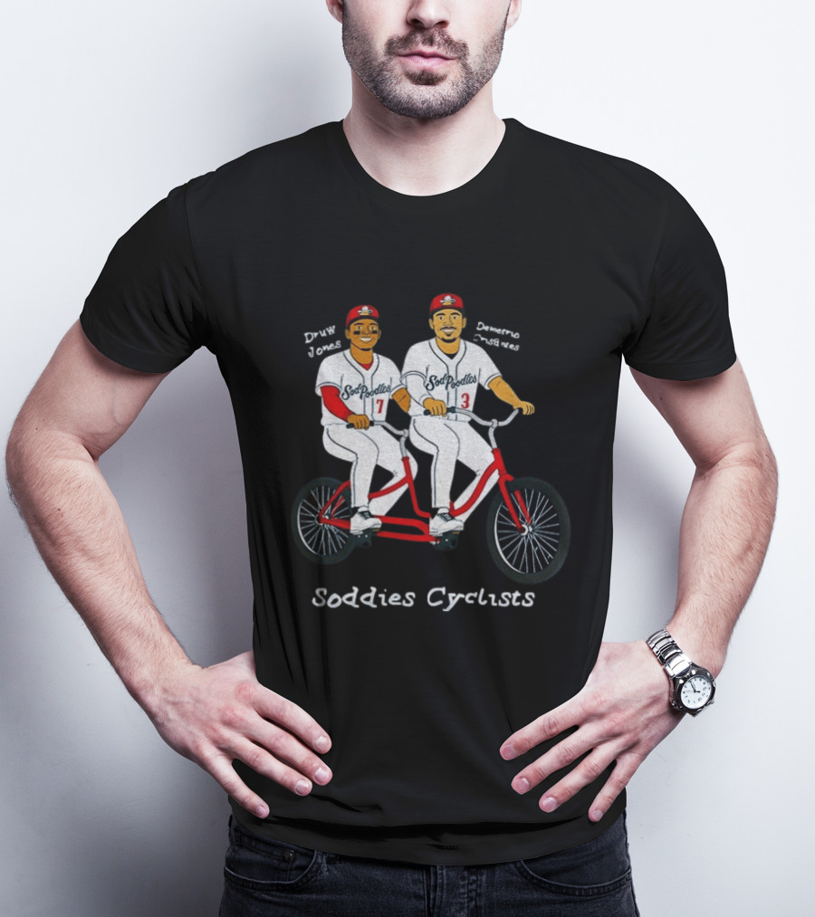 Druw Jones Demetrio Crisantes Sod Poodles Soddies Cyclists Retro Baseball Tandem Riders T-Shirt