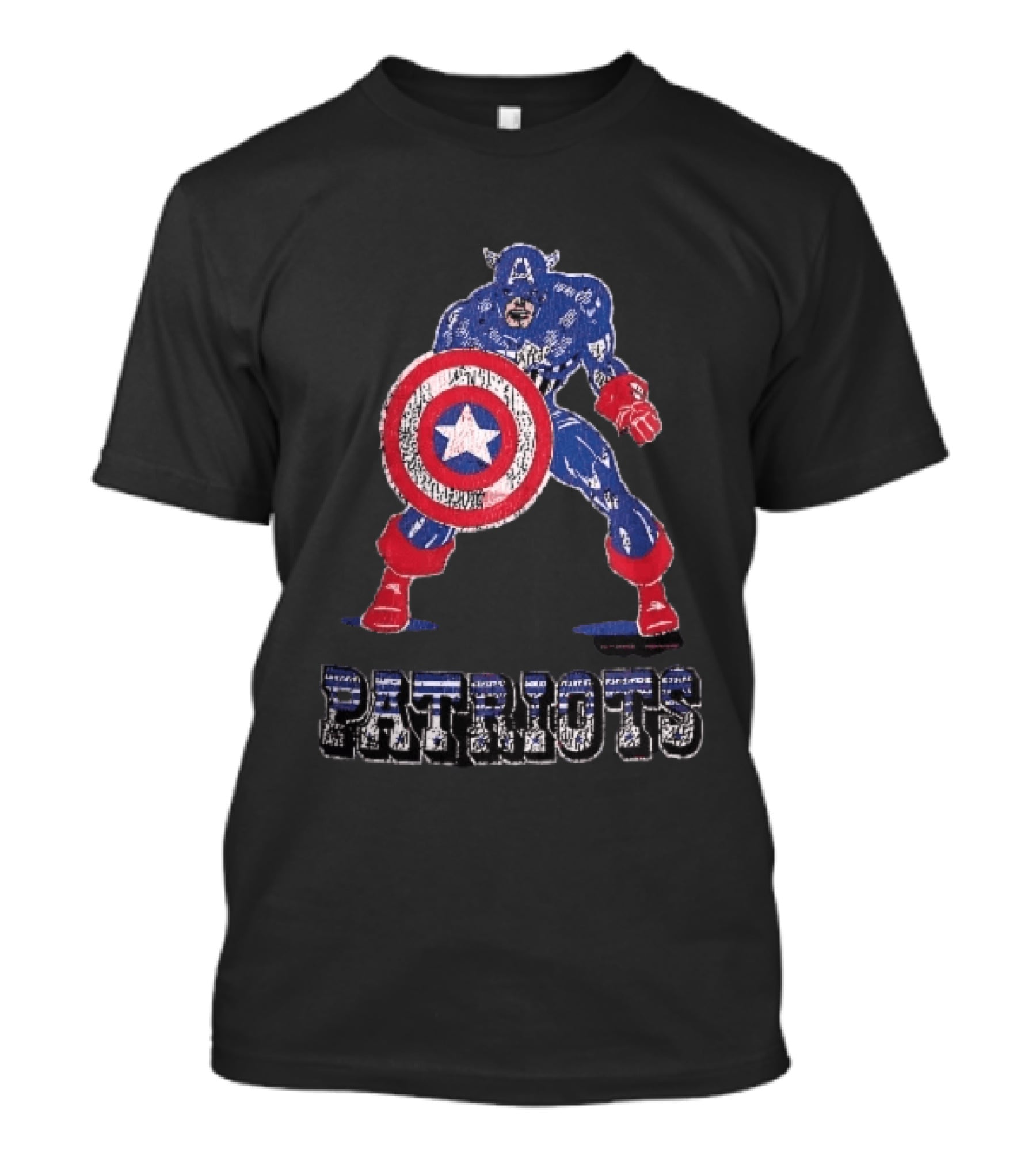 Patriots Captain America Shield Distressed Look T-Shirt