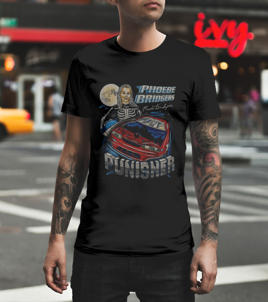Phoebe Bridgers Punisher Skeleton Racer Art Car Moon T-Shirt