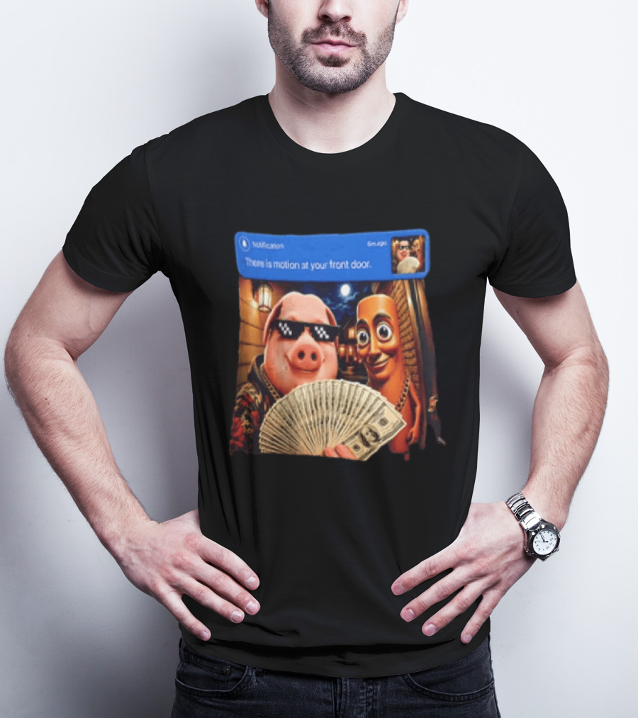 Notification Meme Pig And Wooden Man With Money Motion Alert T-Shirt