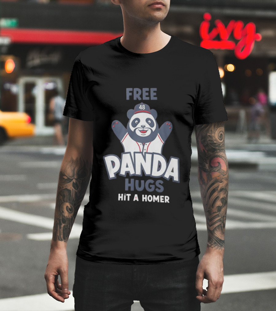 Free Panda Hugs Hit A Homer Baseball Number 48 T-Shirt