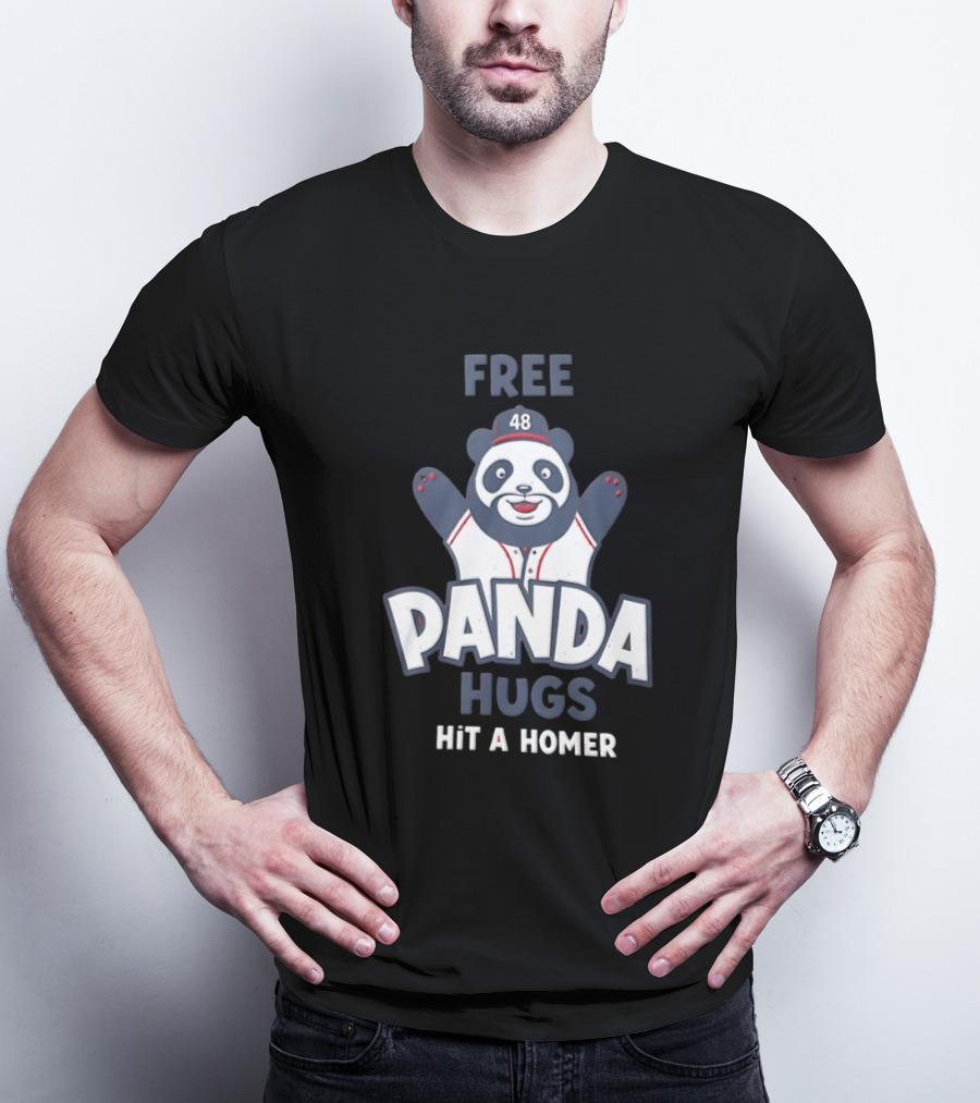 Free Panda Hugs Hit A Homer Baseball Number 48 T-Shirt