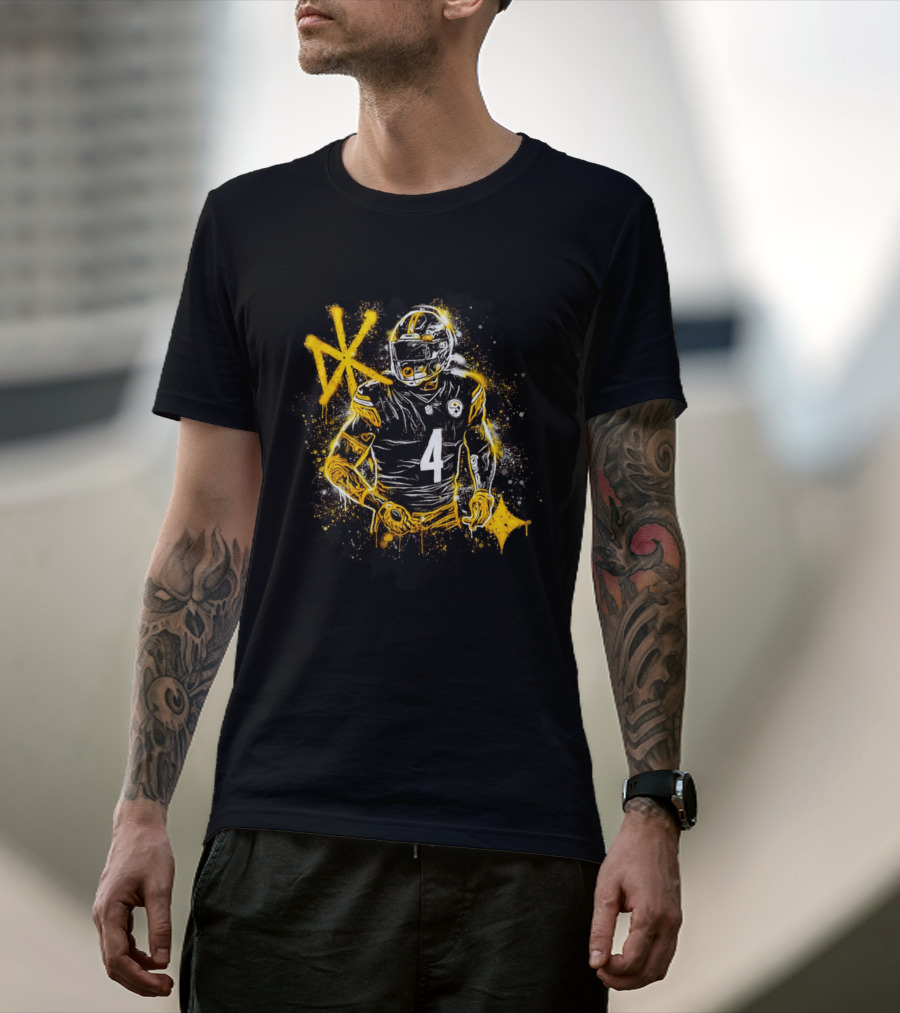 Pittsburgh Steelers Number 4 Player Graffiti T-Shirt
