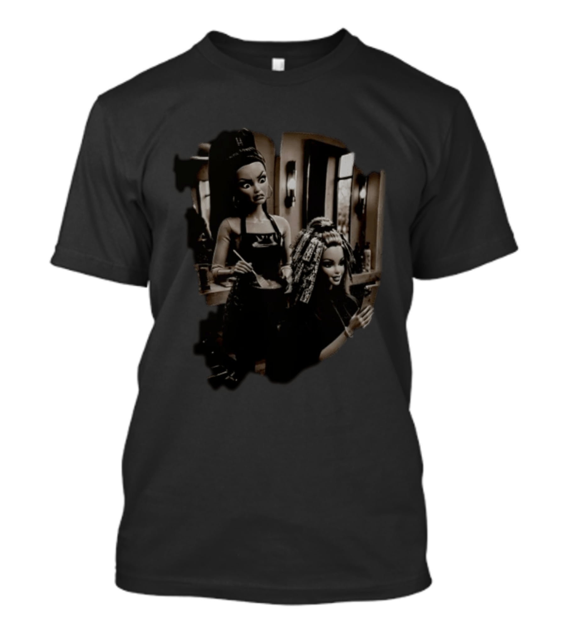 Salon Doll Face Hairdresser And Client T-Shirt