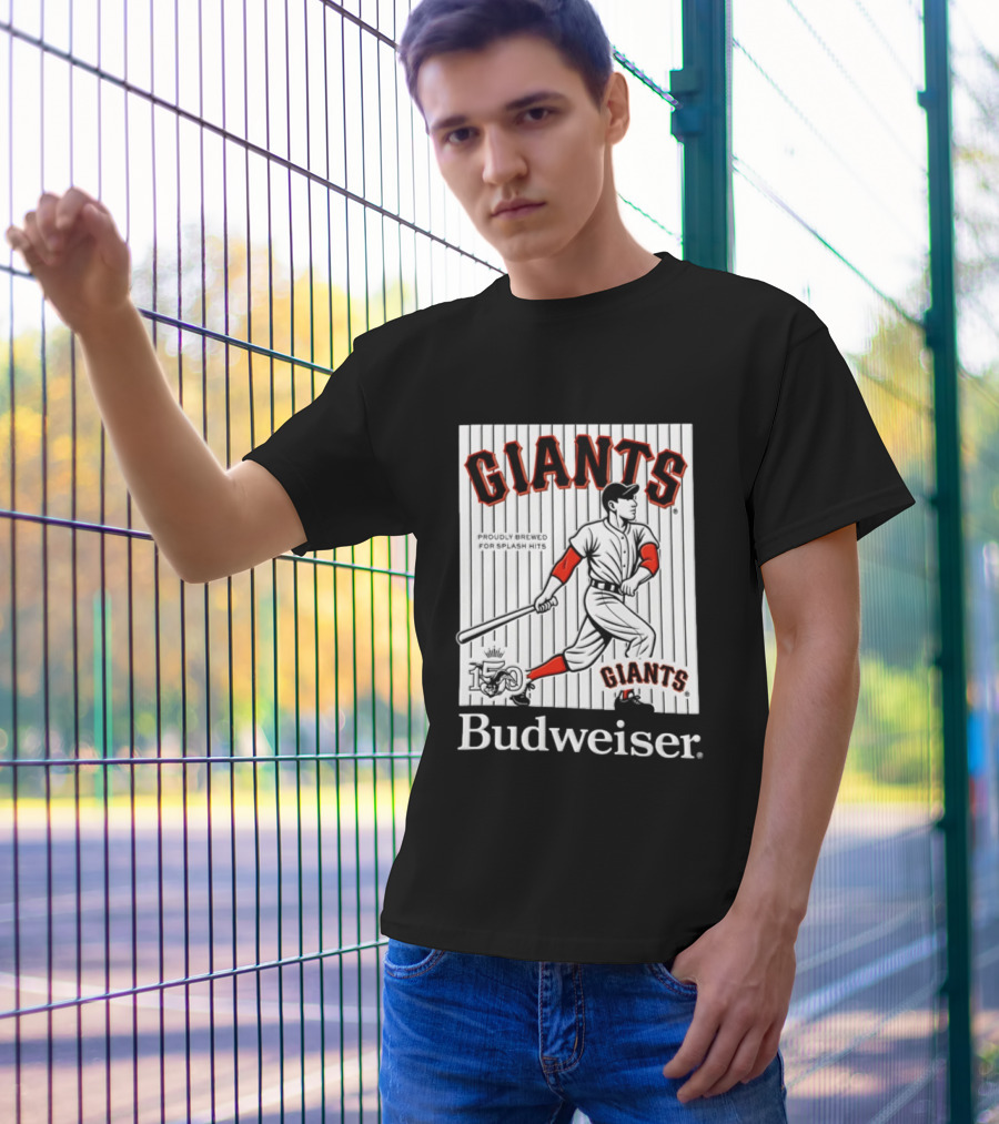San Francisco Giants 150 Years Budweiser Splash Hits Baseball T-Shirt
