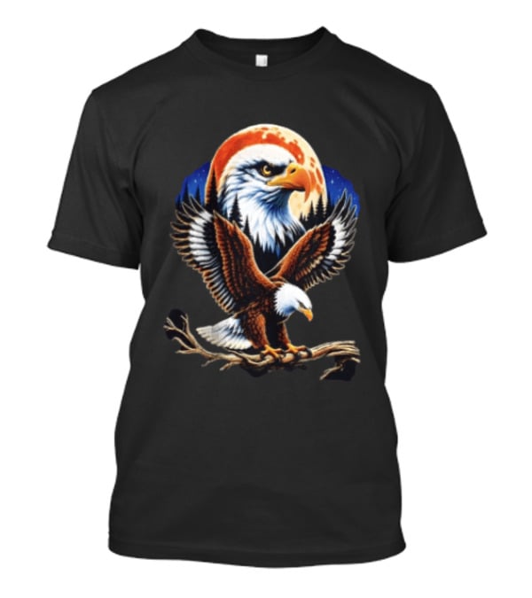 Majestic Bald Eagle With Full Moon And Forest T-Shirt