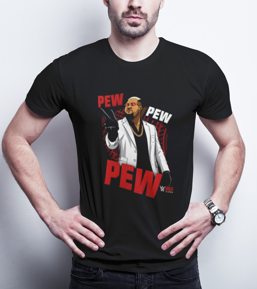 Solo Sikoa Pew Pew WWE Finger Guns White Suit Red Glasses T-Shirt