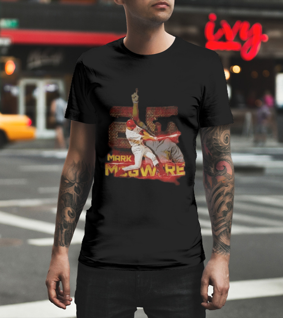 Mark McGwire Baseball Dynamic Red Lightning Swing T-Shirt