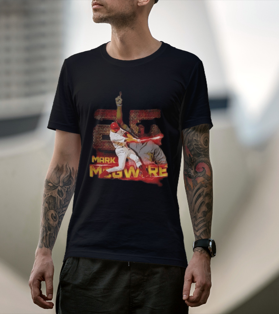 Mark McGwire Baseball Dynamic Red Lightning Swing T-Shirt