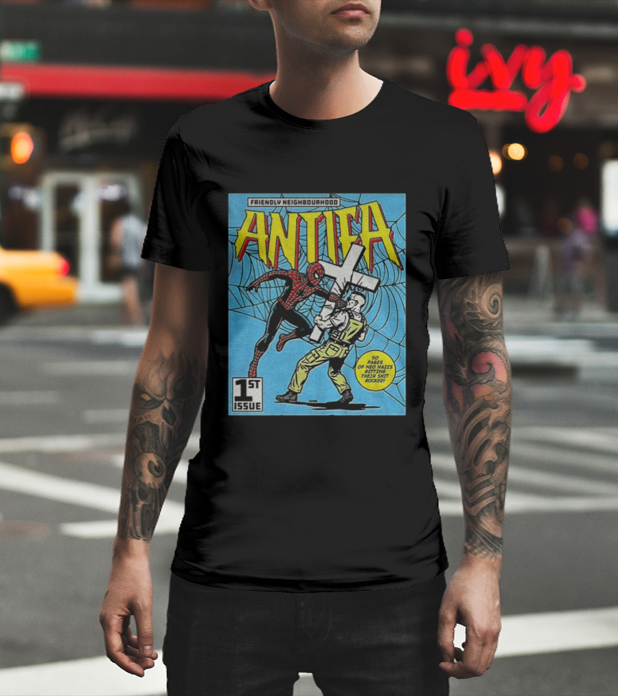 Friendly Neighbourhood Antifa Spider Man Punch 1st Issue T-Shirt