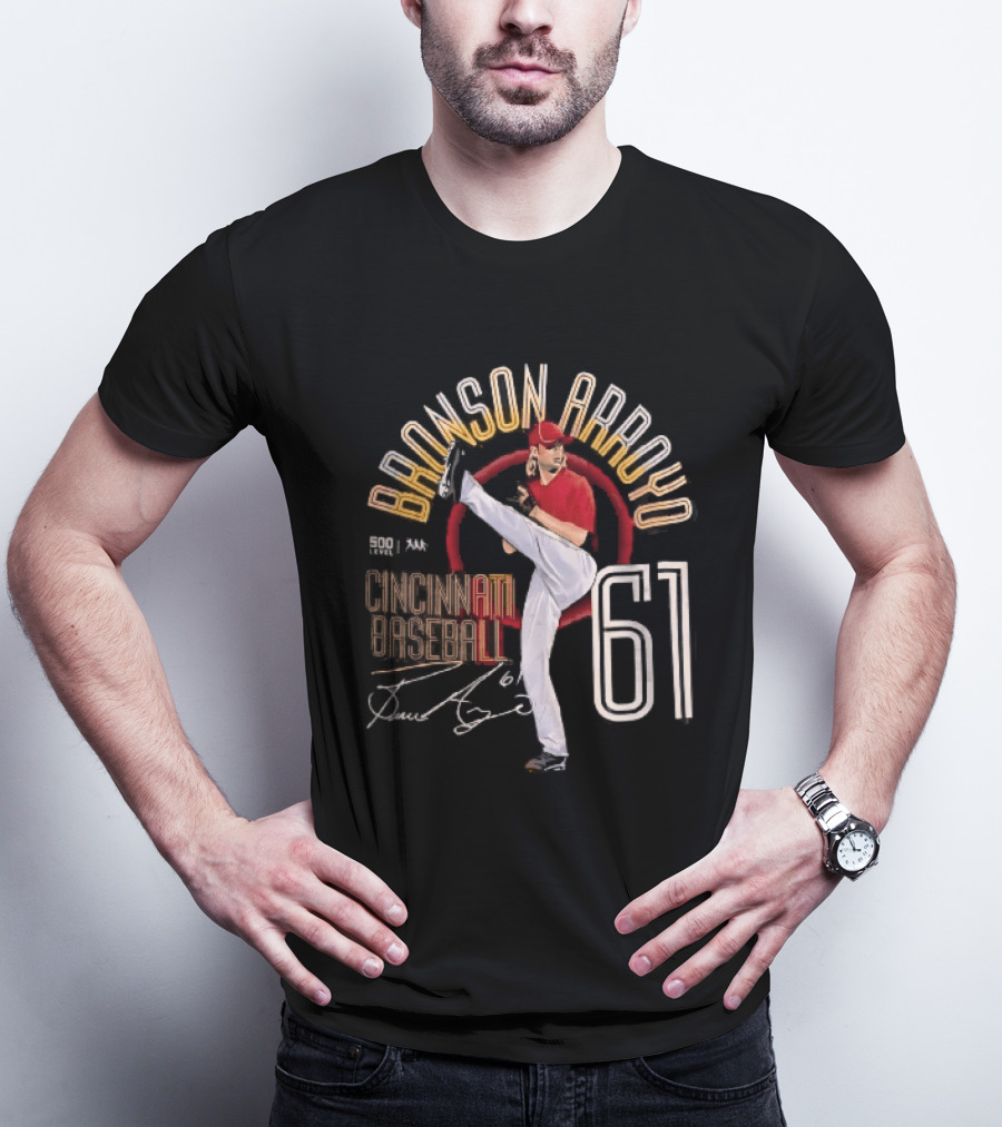 Cincinnati Baseball Bronson Arroyo 61 High Leg Kick T-Shirt