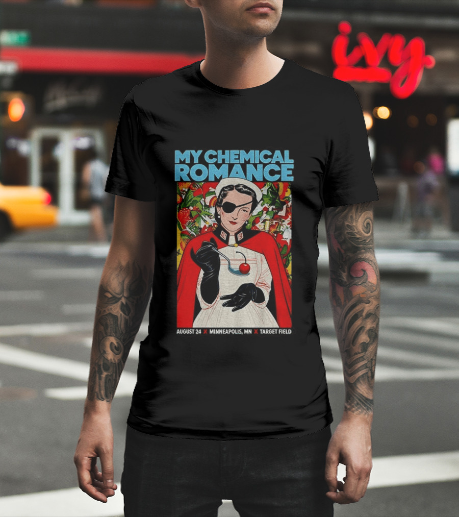 My Chemical Romance Nurse Eye Patch Cherry August 24 Minneapolis Target Field T-Shirt