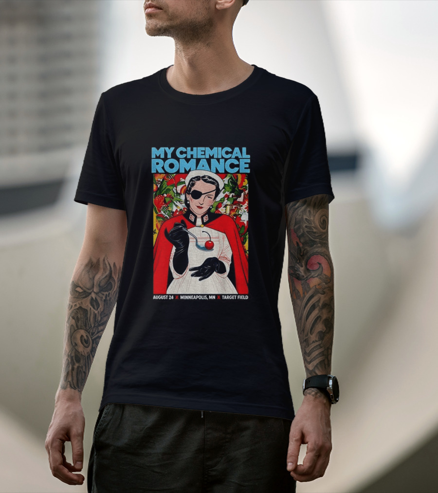 My Chemical Romance Nurse Eye Patch Cherry August 24 Minneapolis Target Field T-Shirt