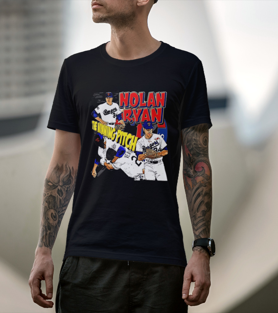 Nolan Ryan Texas Rangers The Winning Pitch Classic Baseball 34 T-Shirt