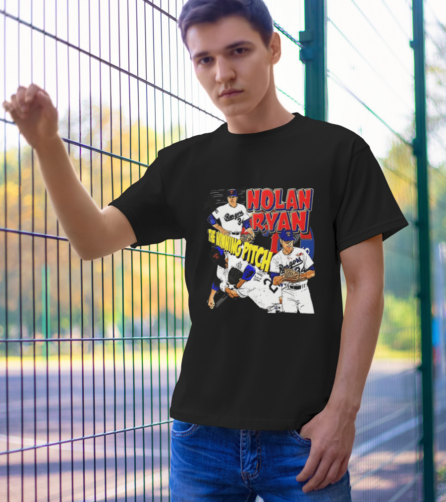 Nolan Ryan Texas Rangers The Winning Pitch Classic Baseball 34 T-Shirt
