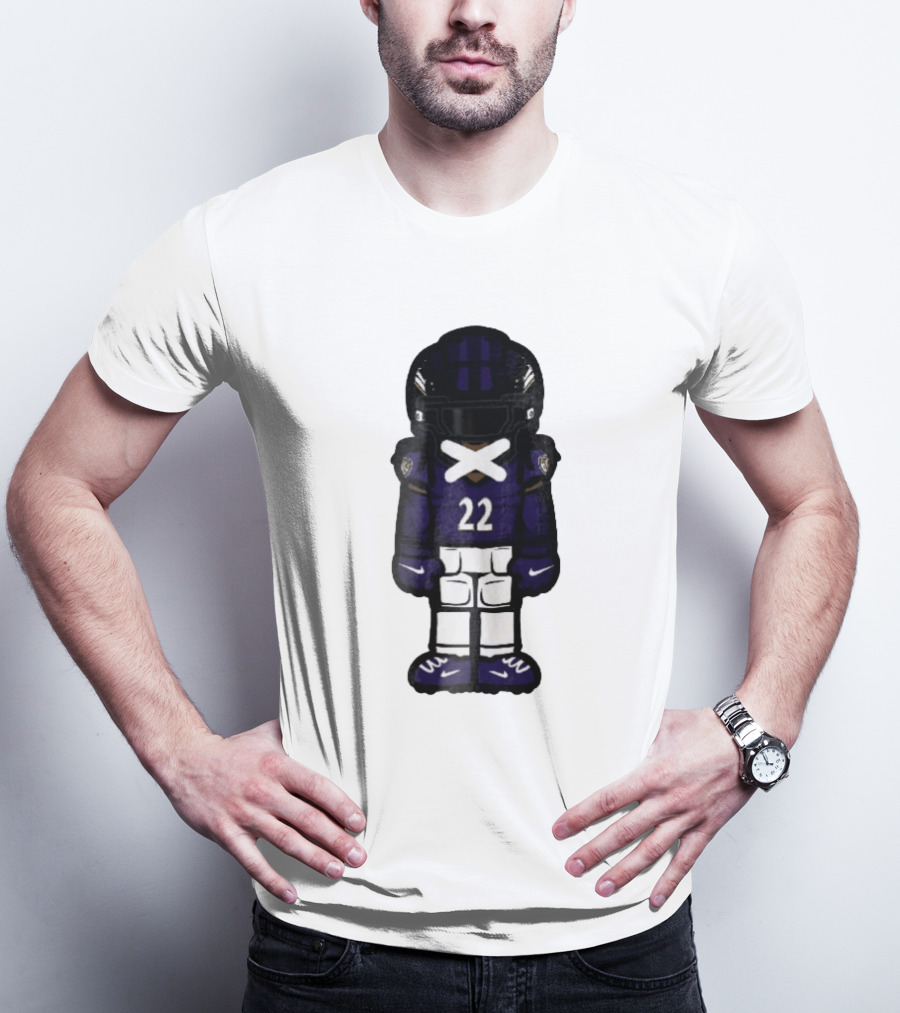 Baltimore Ravens Number 22 Cartoon Character Purple Uniform Football Player T-Shirt