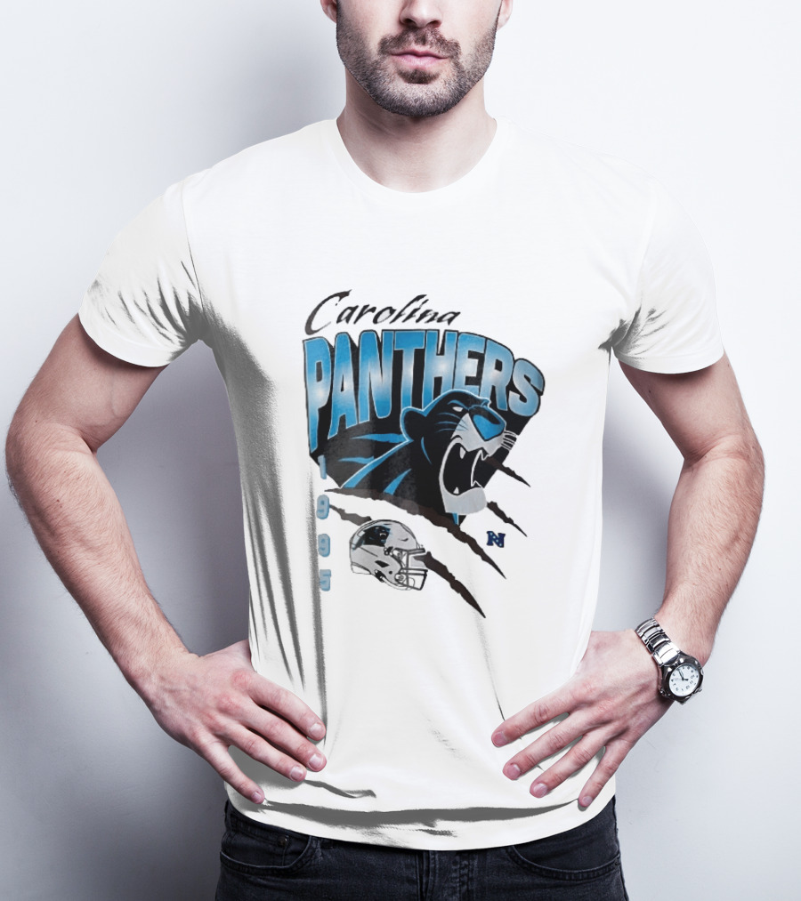 Carolina Panthers 1995 Roaring Head Claw Marks Football Helmet T-Shirt