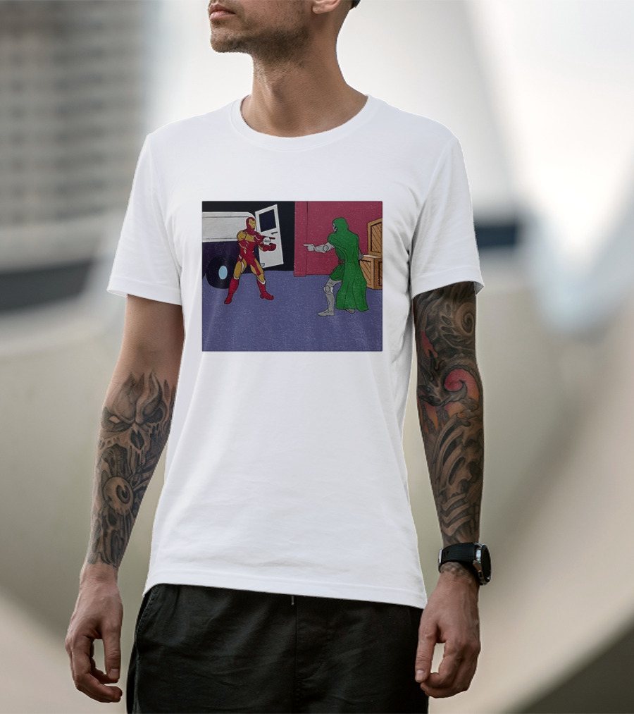 Doctor Doom Vs Ironman Pointing Meme Standoff T-Shirt