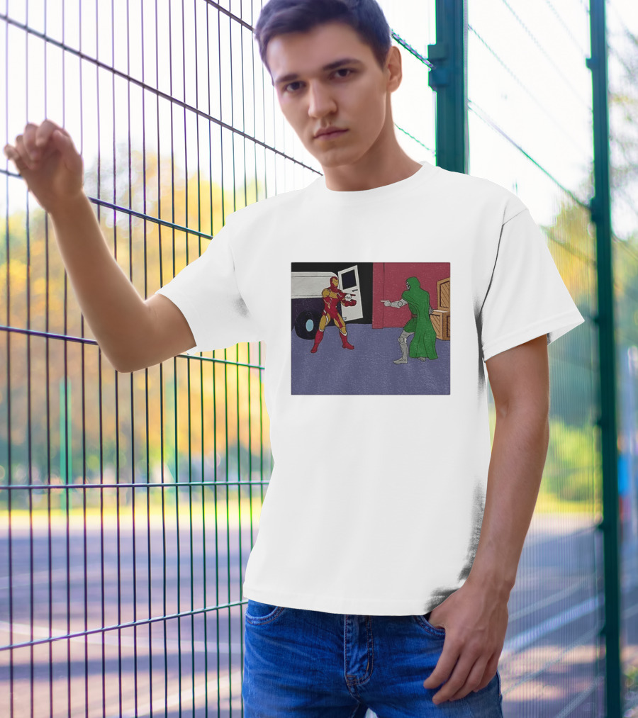 Doctor Doom Vs Ironman Pointing Meme Standoff T-Shirt