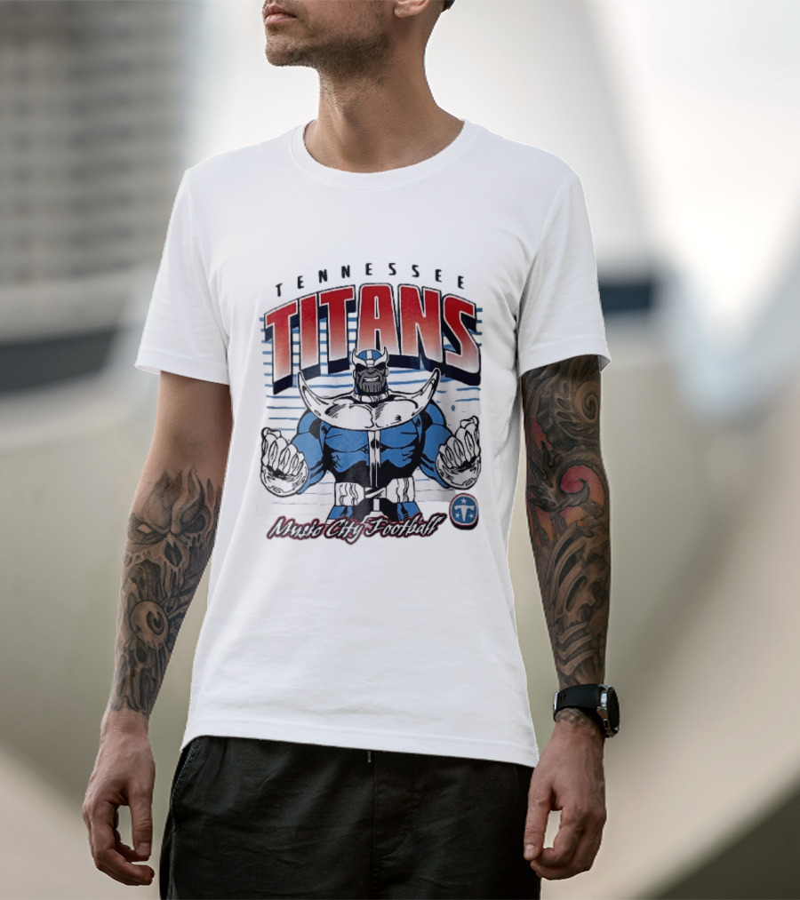 Tennessee Titans Music City Football Cartoon Comic Armor T-Shirt