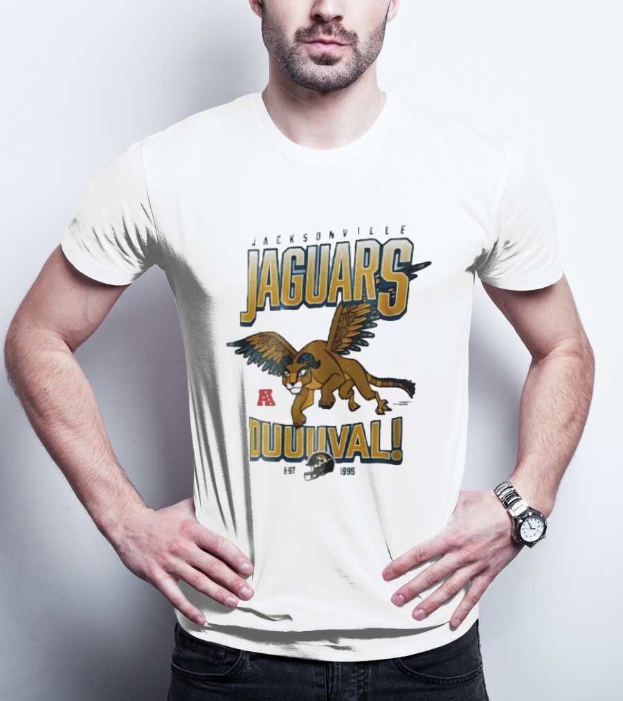 Jacksonville Jaguars Duuuval Winged Creature Est 1995 Football Helmet Cartoon T-Shirt