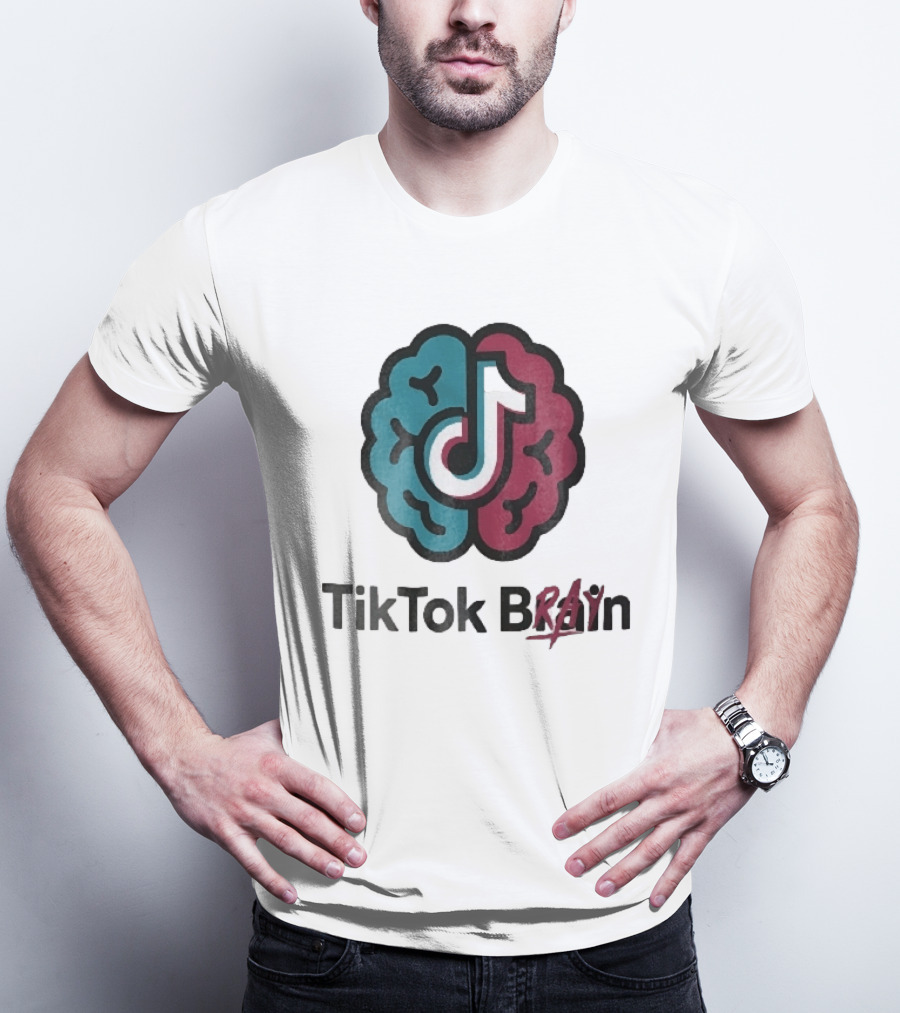 TikTok Brain Rot Teal Pink Hemispheres Music Note T-Shirt
