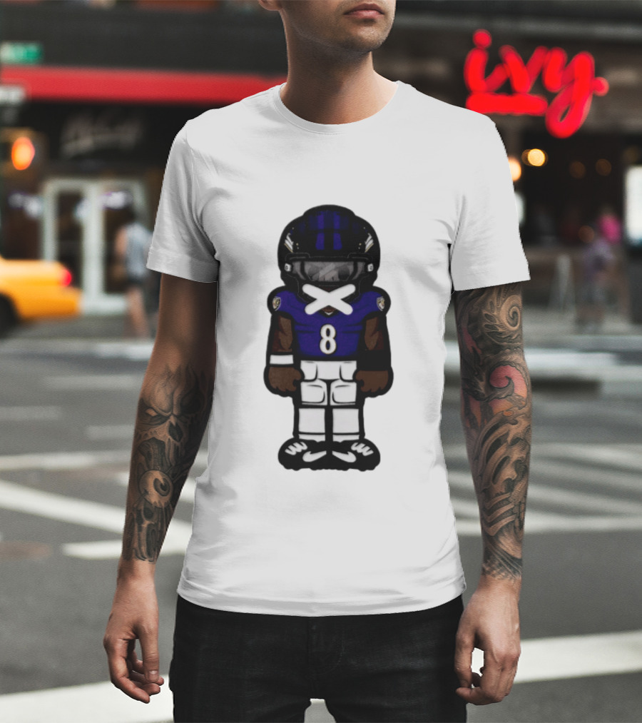 Lamar Jackson Baltimore Ravens Chibi Football 2026 Ravens Jersey Number 8 T-Shirt