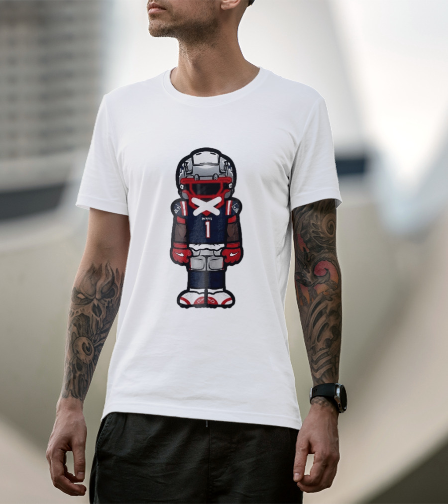 Patriots Chibi Player Jersey Number 1 Cartoon Football T-Shirt