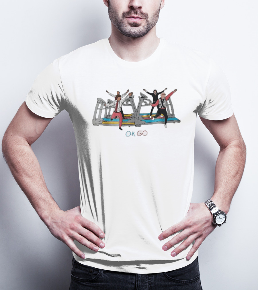 Ok Go Band Members Dancing On Treadmills Cartoon T-Shirt
