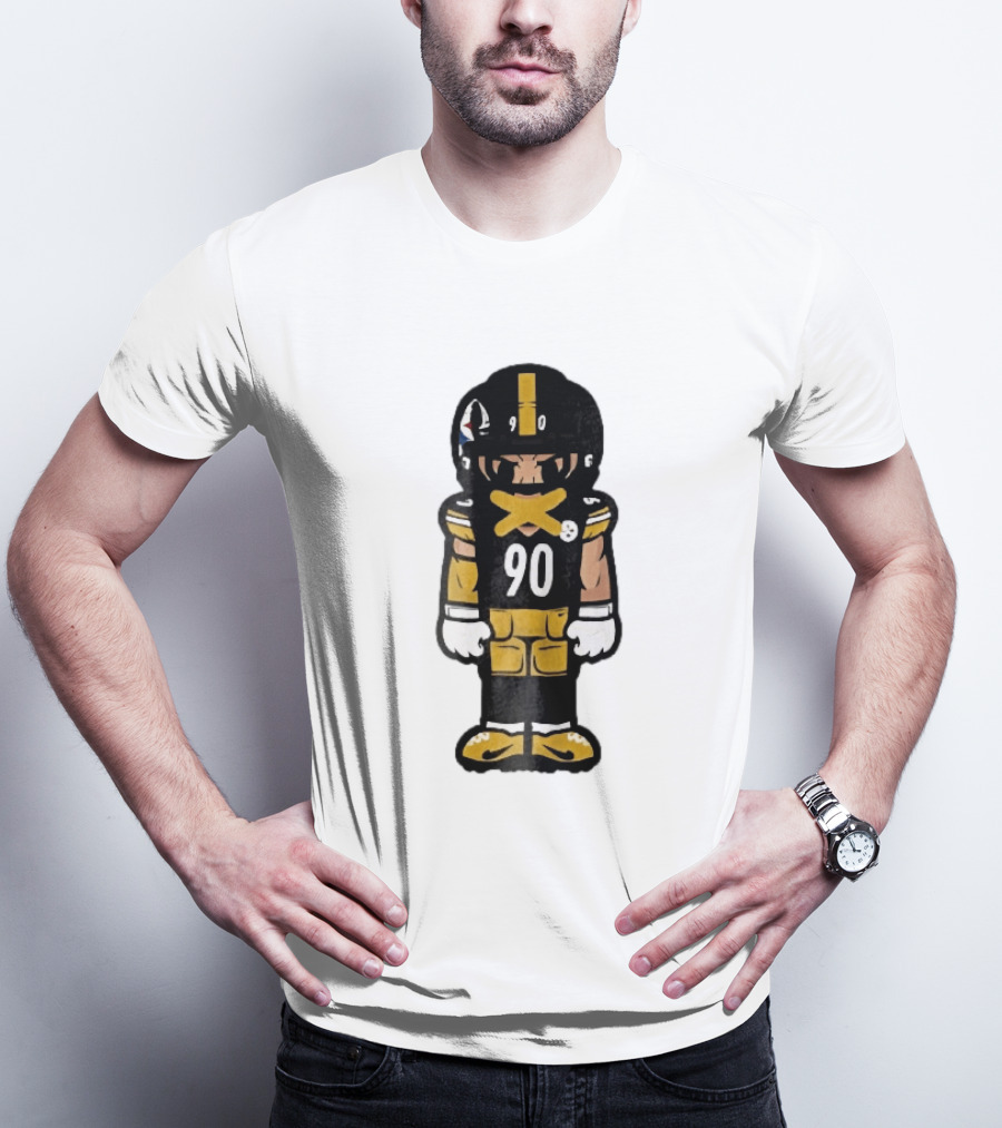 Pittsburgh Steelers 90 Cartoon Football Player Yellow Tape Mouth Iconic Team T-Shirt
