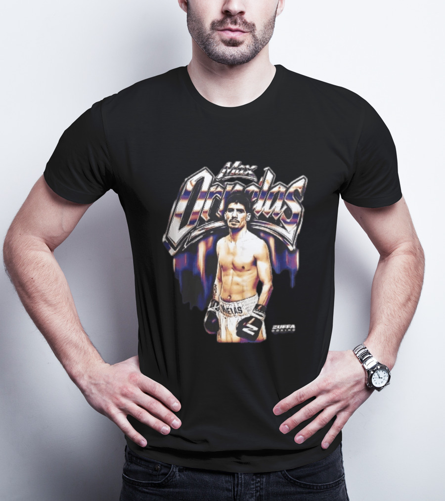 Max Ornelas Boxer Stance Metallic Chrome Lettering Flames Zuffa Boxing Bootleg T-Shirt