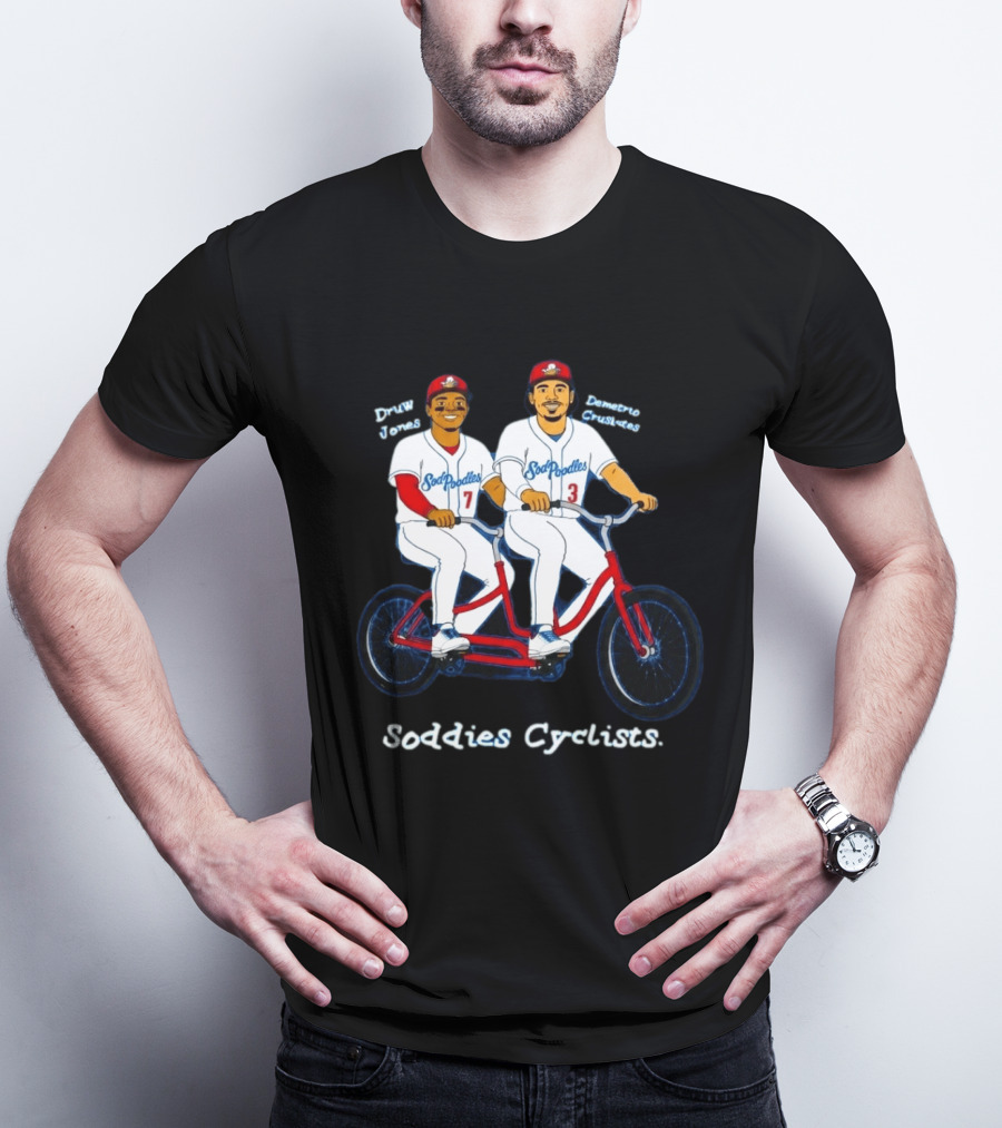 Soddies Cyclists Drew Jones Demelio Crisantes Amarillo Sod Poodles Tandem Bike T-Shirt