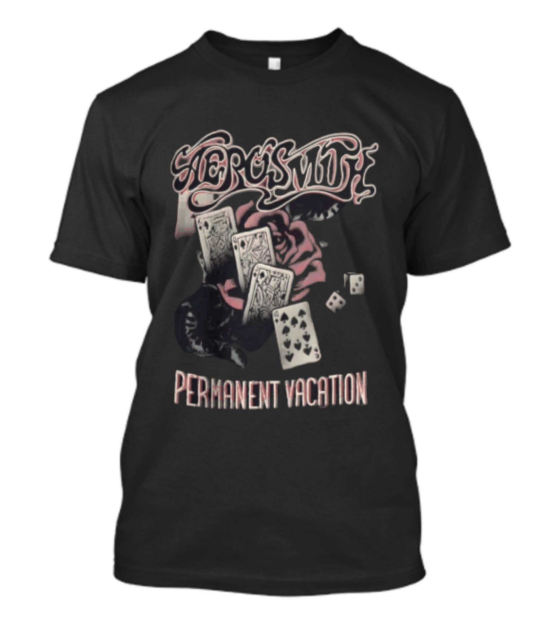 Aerosmith Permanent Vacation Cards And Rose T-Shirt