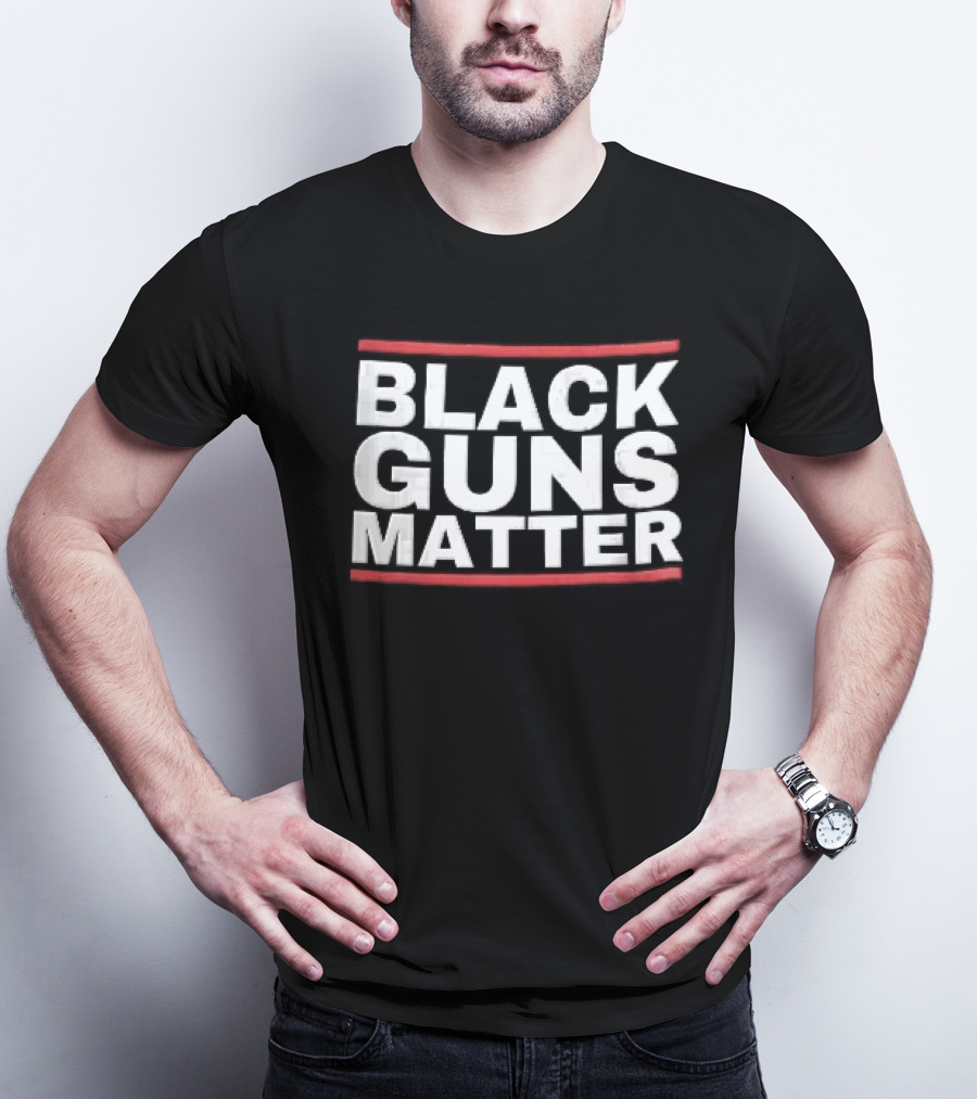 Black Guns Matter Red Horizontal Bars T-Shirt