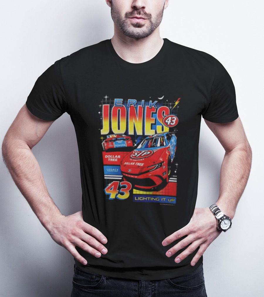 Erik Jones 43 Dollar Tree Toyota Legacy Motor Club Lighting It Up Racing Car T-Shirt